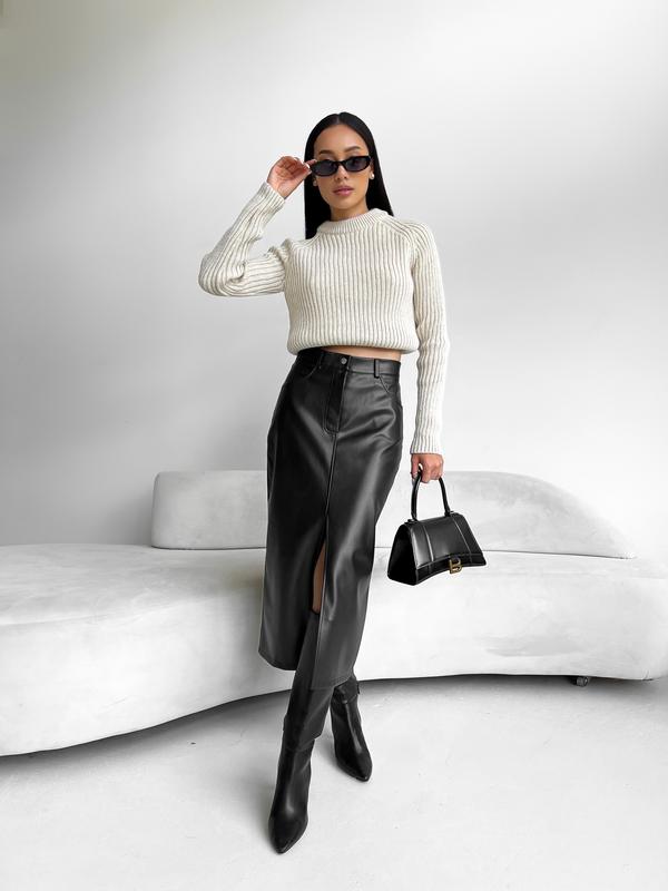 Шкіряна спідниця 🖤 — ціна 1866 грн у каталозі Міді спідниці Купити жіночі речі за доступною