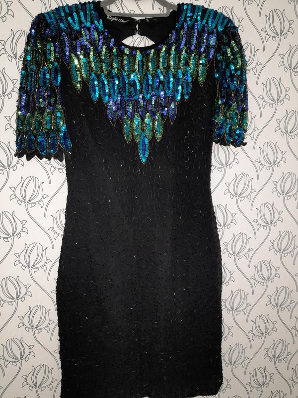 Шовкова сукня розшита бісером і пайєтками — ціна 495 грн у каталозі Вечірні сукні Купити жіночі