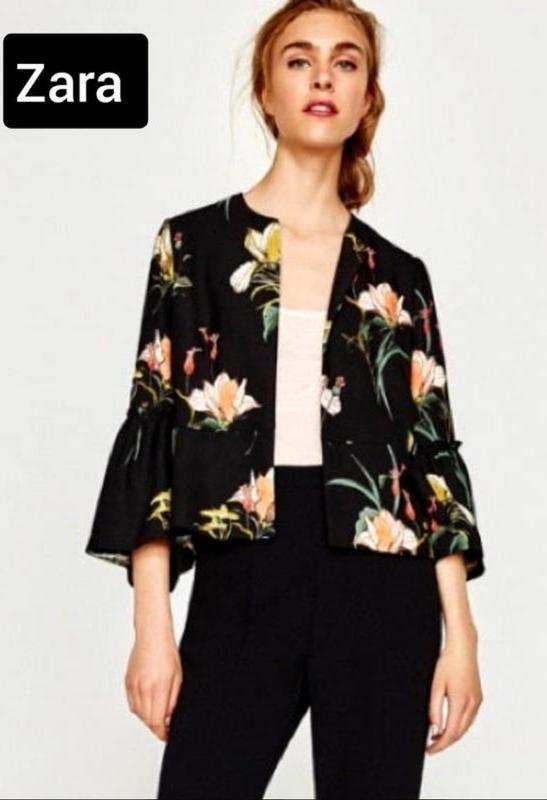 Брендовый жакет блейзер zara basic марокко цветы этикетка — цена 718 грн в каталоге Пиджаки и ...