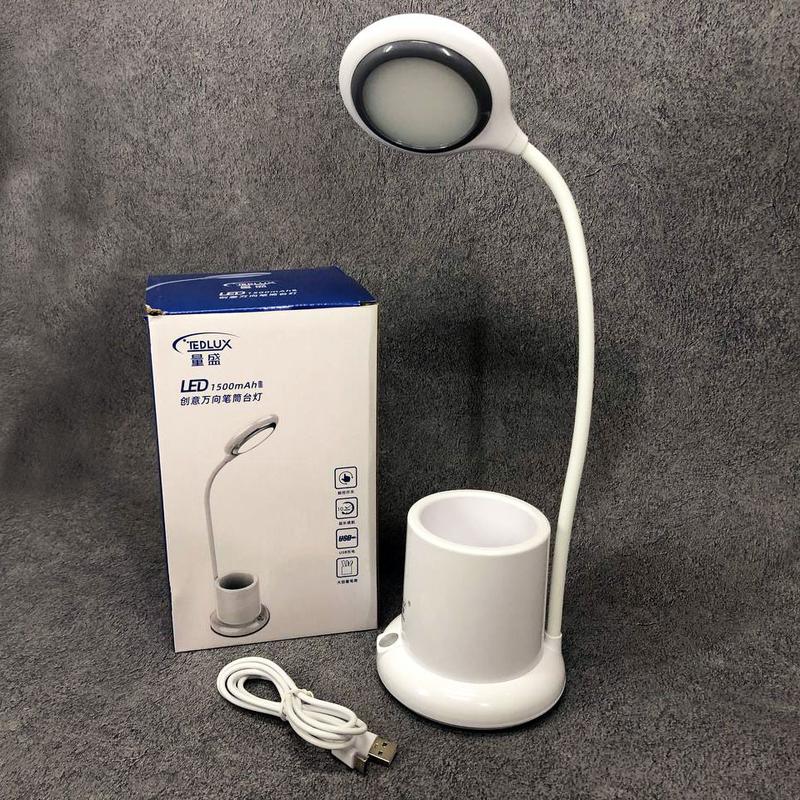 Настольная лампа аккумуляторная на гибкой ножке с органайзером Tedlux Tl 1006 Usb светильник