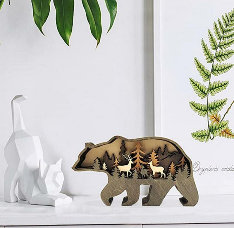 Новогодний декор из дерева медведь — ціна 599 грн у каталозі Статуетки Купити товари для дому та