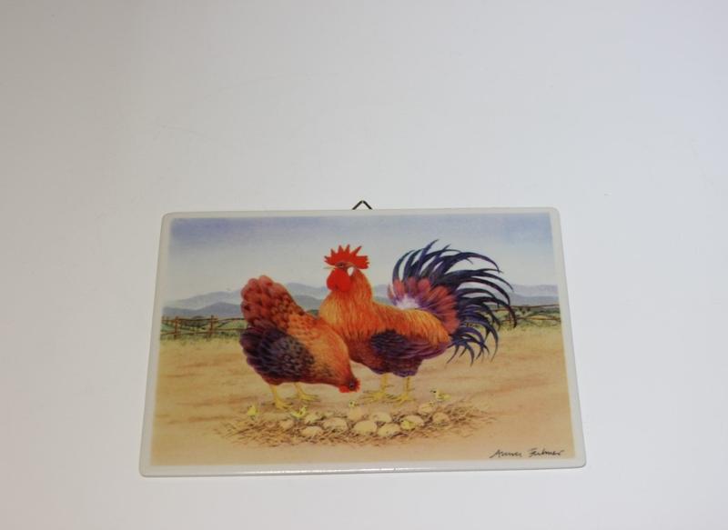 Фарфоровая открытка петух и курица — цена 549 грн в каталоге Панно Купить товары для дома и