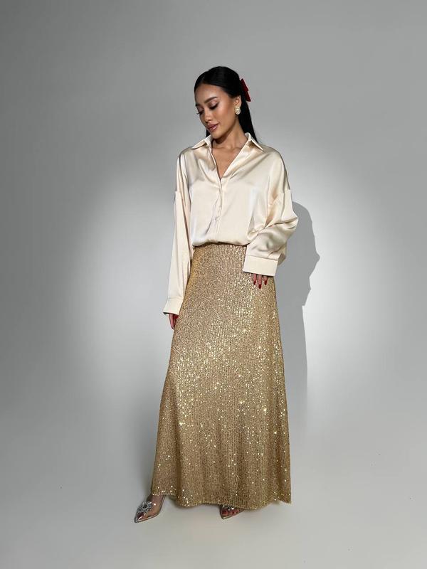 Спідниця максі сітка паєтки — ціна 1600 грн у каталозі Довгі спідниці Купити жіночі речі за