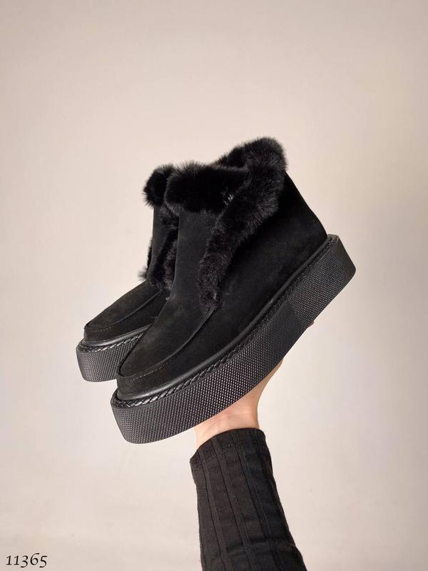 Зимові лофери з хутром замша — ціна 2090 грн у каталозі Лофери Купити жіночі речі за доступною