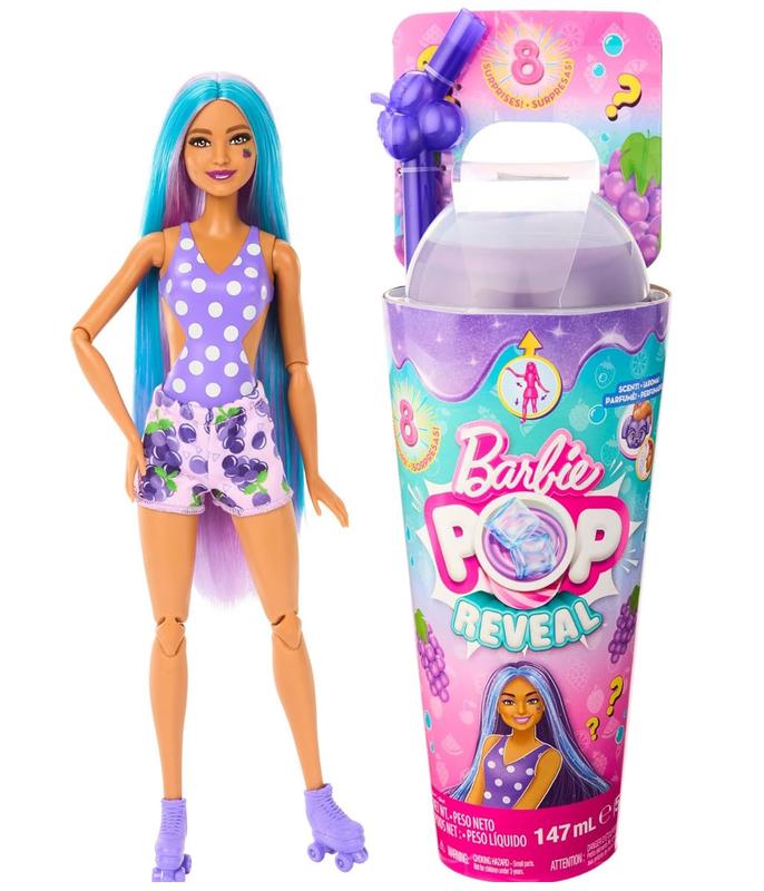 Barbie pop reveal fruit grape fizz лялька барбі соковиті фрукти ...