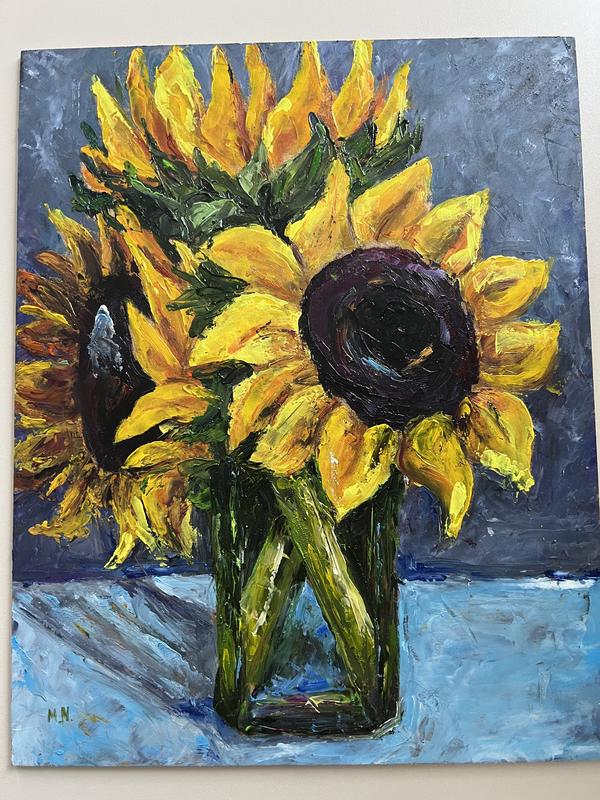 Картина маслом подсолнечника в весе — цена 635 грн в каталоге Картины Купить товары для дома и