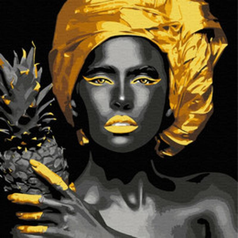 Картина за номерами екзотична краса з золотою фарбою — ціна 325 грн у каталозі Картини Купити