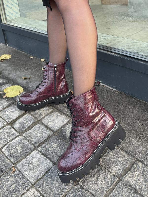 Розкішні жіночі утеплені чоботи boots burgundy багряні — ціна 1850 грн ...