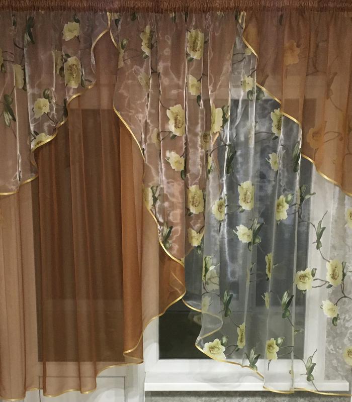 Коричнева тюль на кухню — ціна 900 грн у каталозі Штори і карнизи ...