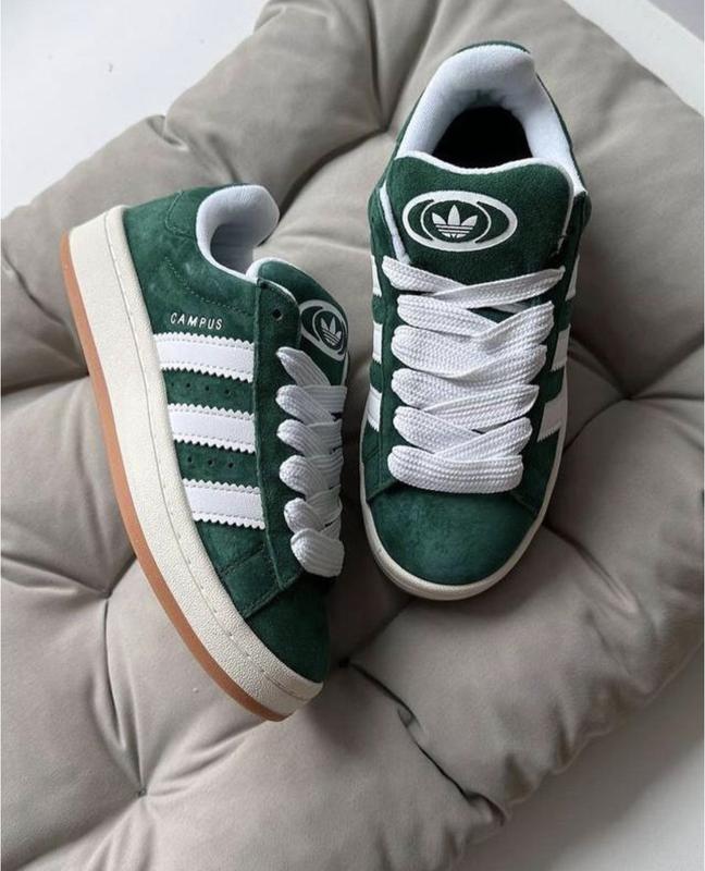 Кросівки кеди adidas campus 00 s dark green white молодёжные замшевые ...