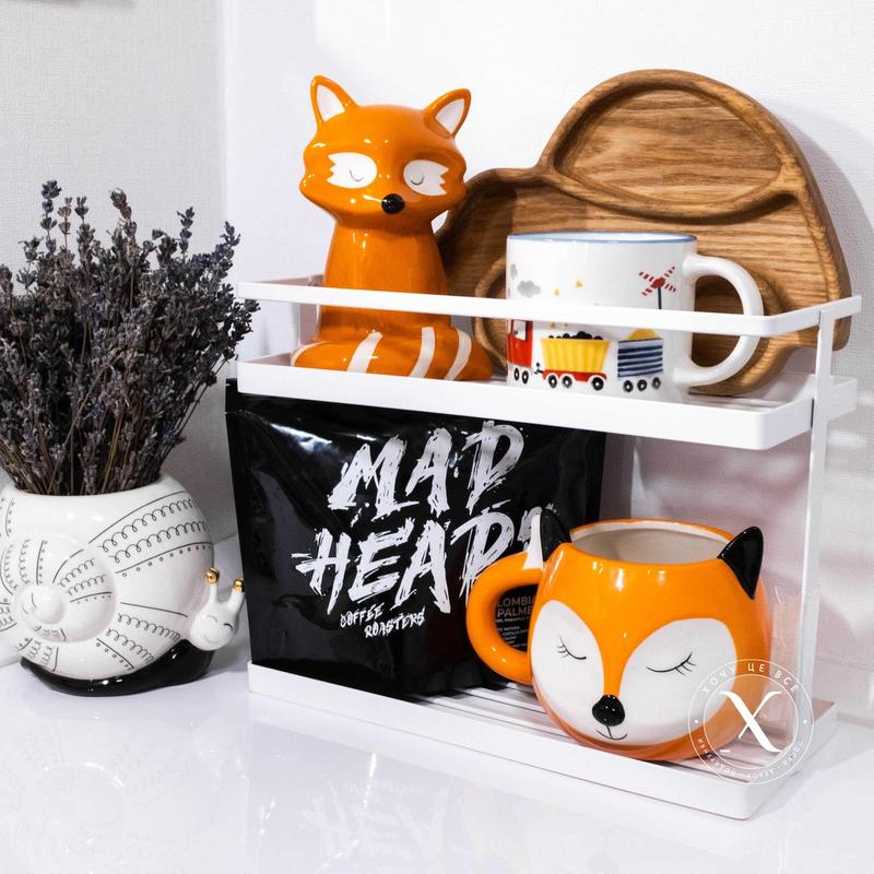 Металева біла настільна полиця органайзер дворівневий — ціна 965 грн у каталозі Органайзери