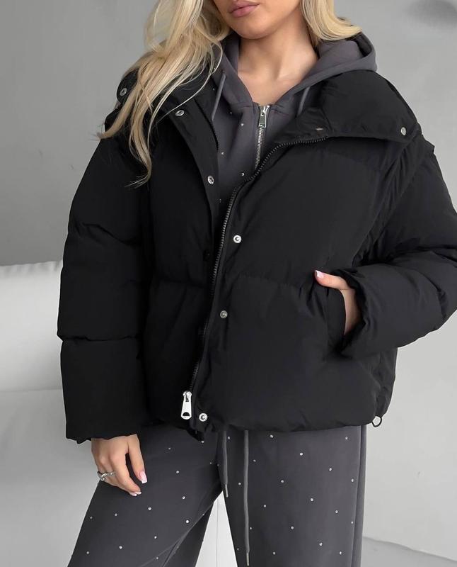 Жіноча тепла зимова коротка куртка пуфер пуховик женская тёплая зимняя короткая куртка