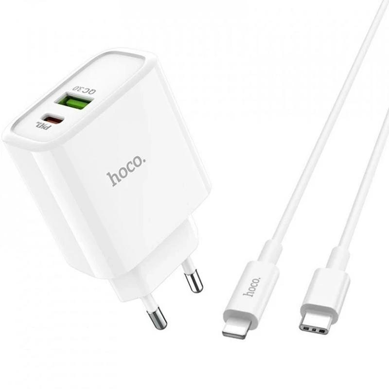 Сетевое зарядное устройство hoco c80a pd+qc3.0 1usb 3.1a + кабель type ...
