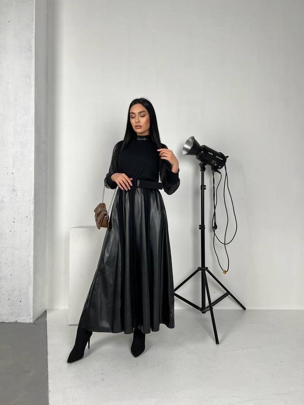 Шкіряна сукня фото реал — ціна 850 грн у каталозі Довгі сукні Купити жіночі речі за доступною