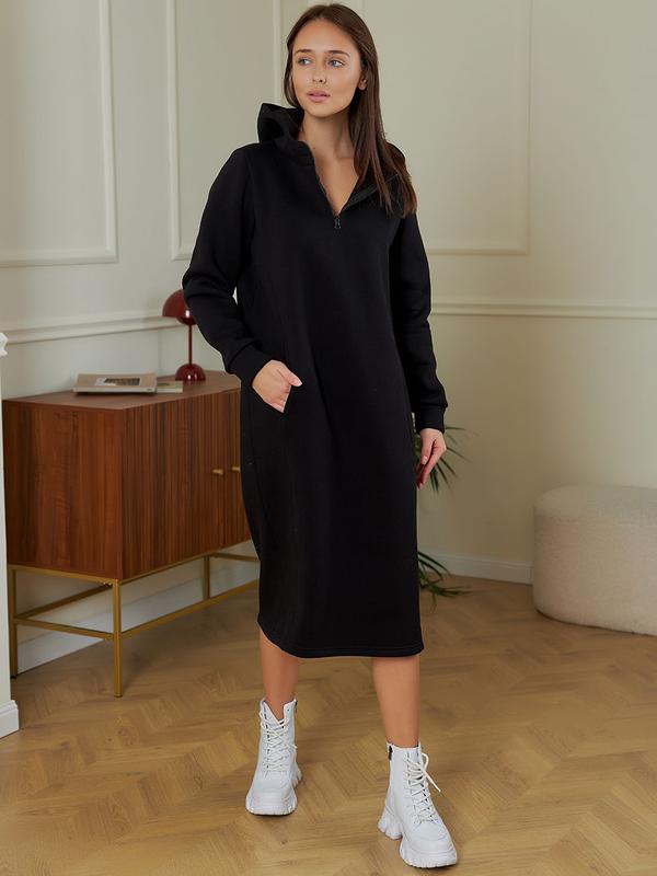 Сукня худі на замку з кишенями — ціна 845 грн у каталозі Сукні міді Купити жіночі речі за