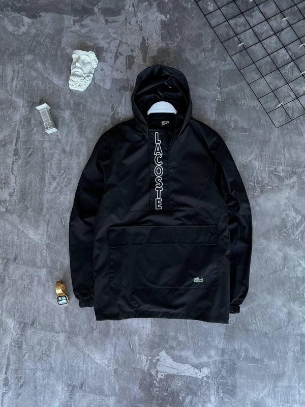 Мужской анорак lacoste черный весенний осенний ветровка лакост ...