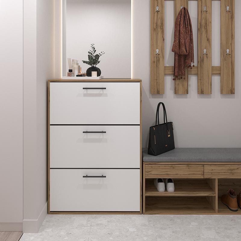 Тумба для взуття 1170х800х320 мм дуб тахо білий — ціна 4296 грн у каталозі Підставки і тумби для