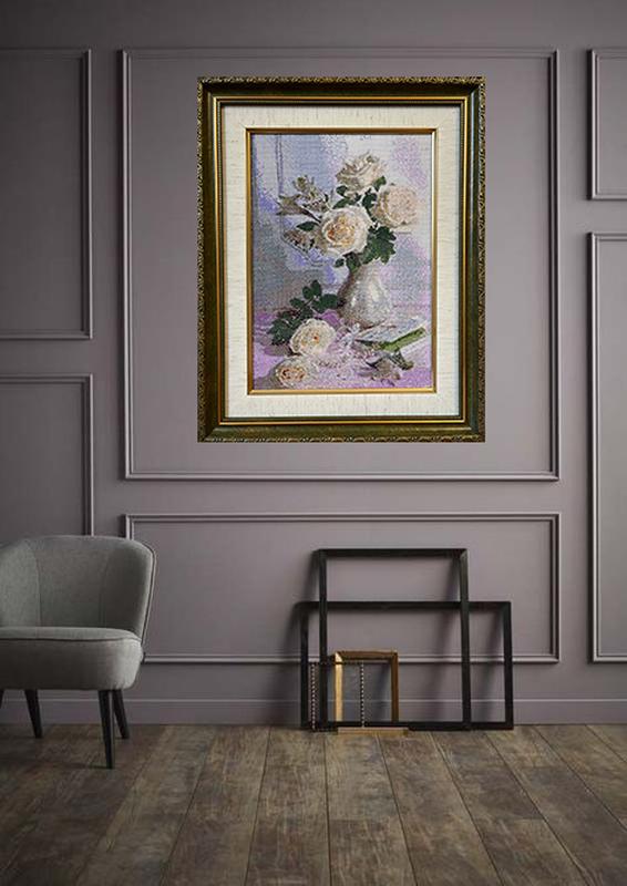 Вишита картина «білі троянди — ціна 9700 грн у каталозі Картини Купити товари для дому та