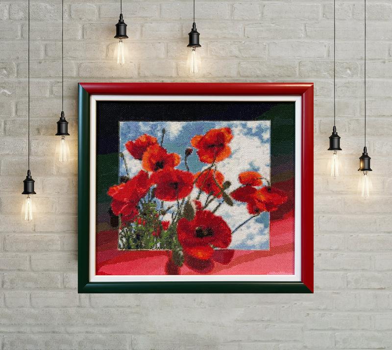 Вишита картина «маки — ціна 13600 грн у каталозі Картини Купити товари для дому та побуту за