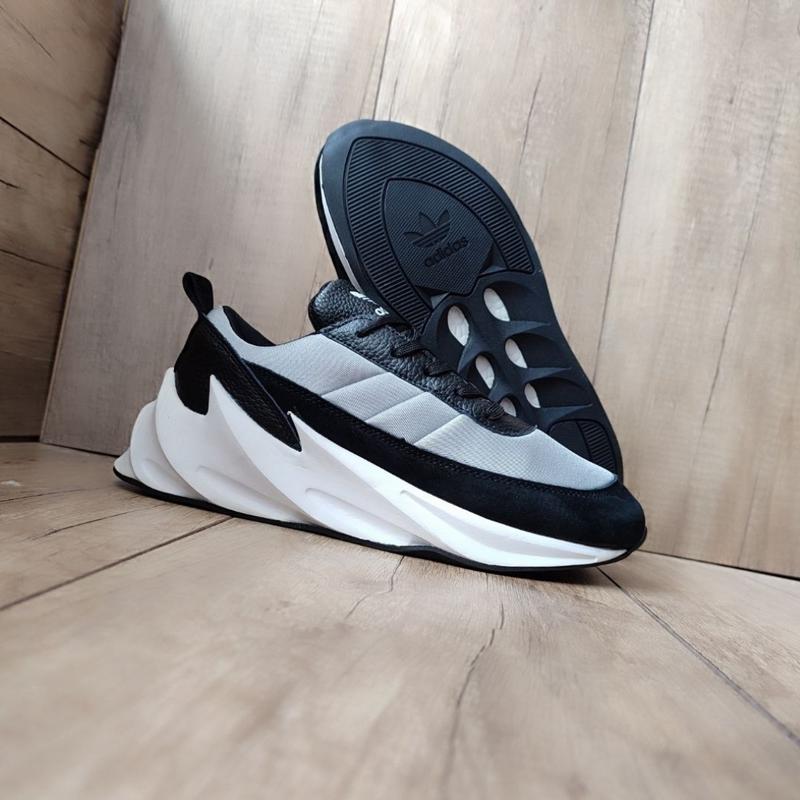 Кроссовки шарк черные серые ботинки кеды adidas shark кожа замш — ціна ...