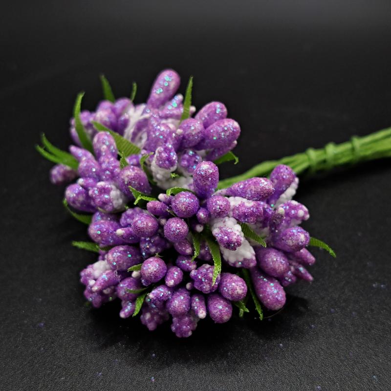 Декоративні сладні додатки тичинки фіолетові з блискітками — ціна 17 грн у каталозі Матеріали