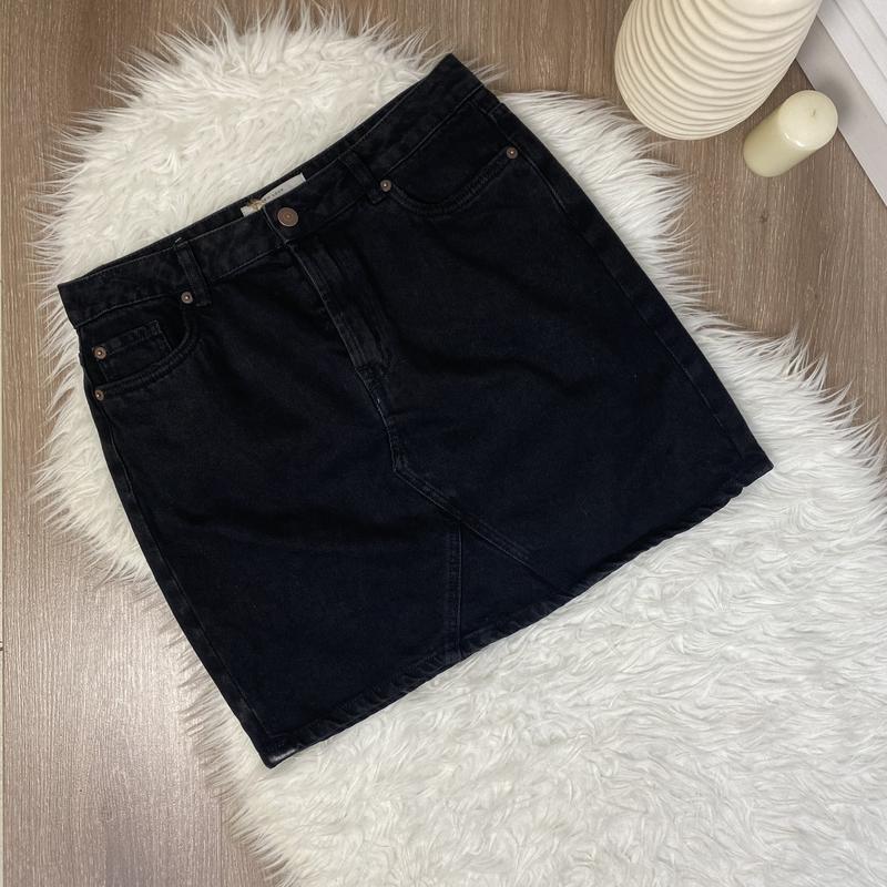 Чорна джинсова спідниця — ціна 389 грн у каталозі Міні спідниці Купити жіночі речі за доступною