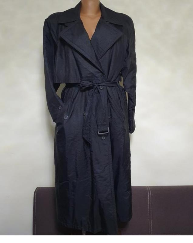 Тренч под пояс длинный оверсайз плащ баклажанового цвета р S M — цена 1001 грн в каталоге Плащи