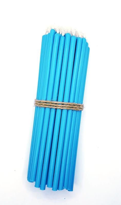 Голубые восковые свечи 30 минут набор 50 штук код артикул 144 — цена 479 грн в каталоге Свечи