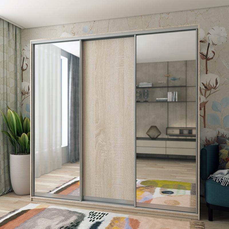 Шафа купе в спальню передпокій сіті лайт дуб сонома 225х60х225 для одягу гардероб для спальні