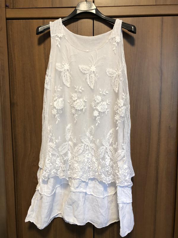 Білий сарафан літній бавовняний — ціна 200 грн у каталозі Сарафани Купити жіночі речі за