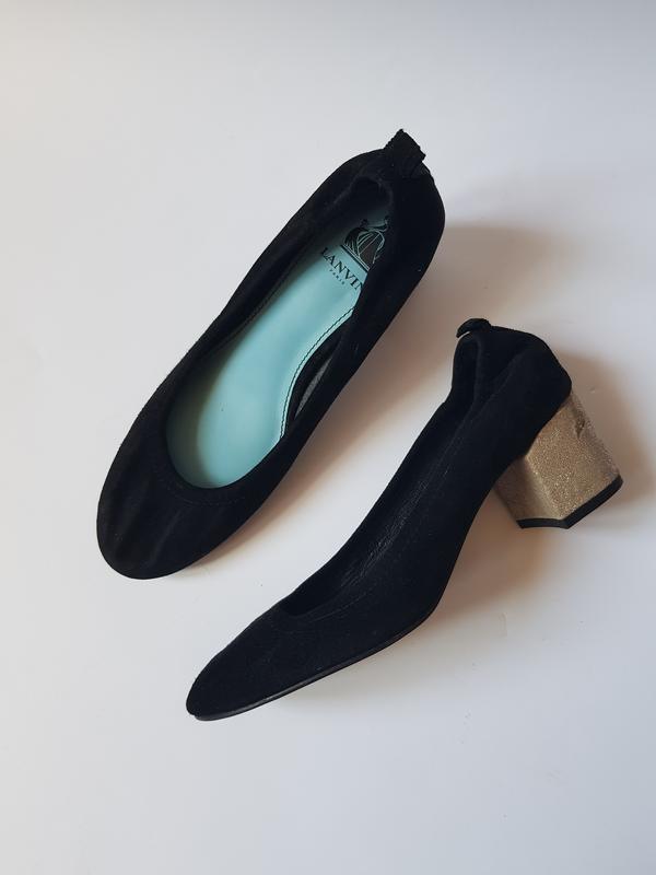 Оригінальні жіночі туфлі lanvin, чорні замшеві туфлі на каблуку ...