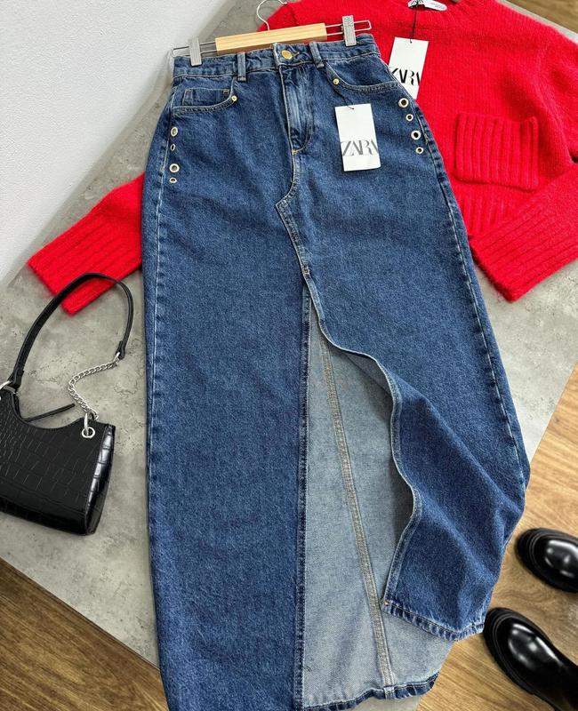Джинсова спідниця міді Zara — ціна 1650 грн у каталозі Міді спідниці Купити жіночі речі за