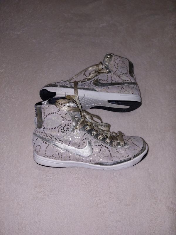 Хайтопи nike 37, 24 см устілка, кеди високі найк us 6,5, uk 4, кросівки шкіряні, оригінал — цена ...