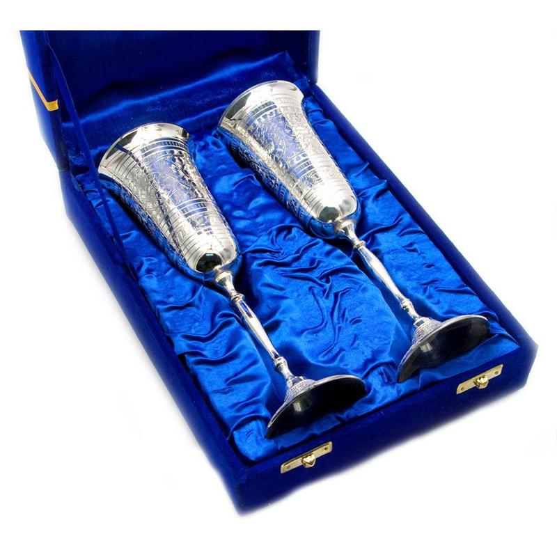 Келихи бронзові посріблені набір 2 шт H 22 см 27 5 19 5 8 5 см — ціна 1599 грн у каталозі