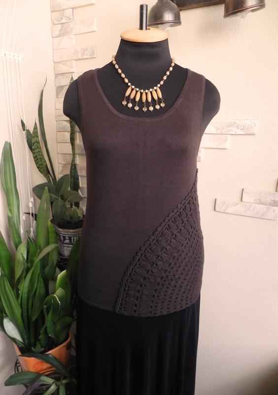 Вязана майка коричневого кольору — ціна 159 грн у каталозі Майки