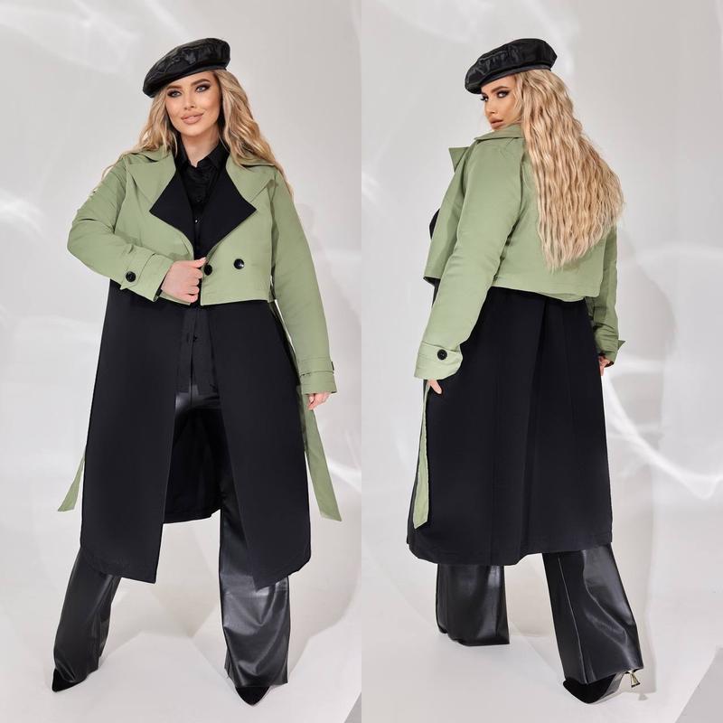 Оригінальний жіночий комбінований тренч жилетка куртка болеро