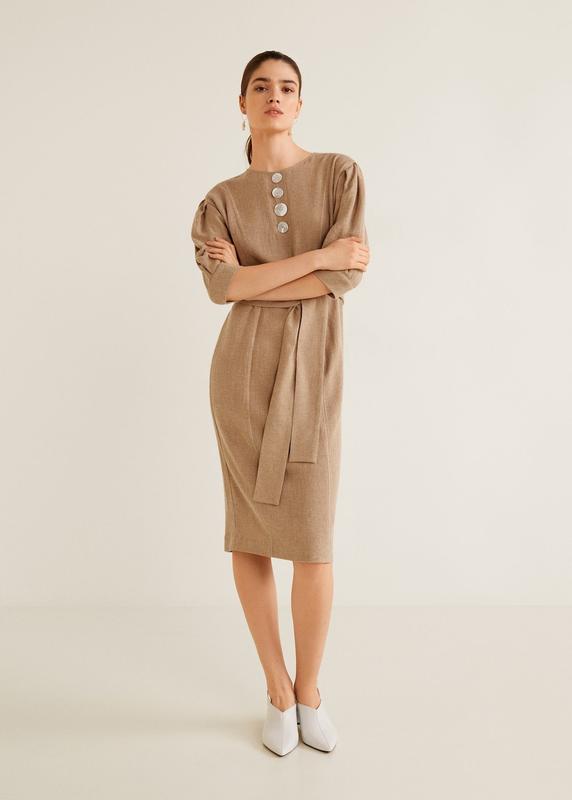 Ніжне вовняне плаття міді з поясом Mango вовна — ціна 425 грн у