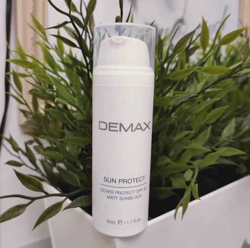 Захисний матуючий санблок spf 50 protect cover matt sunblock demax 50мл ...