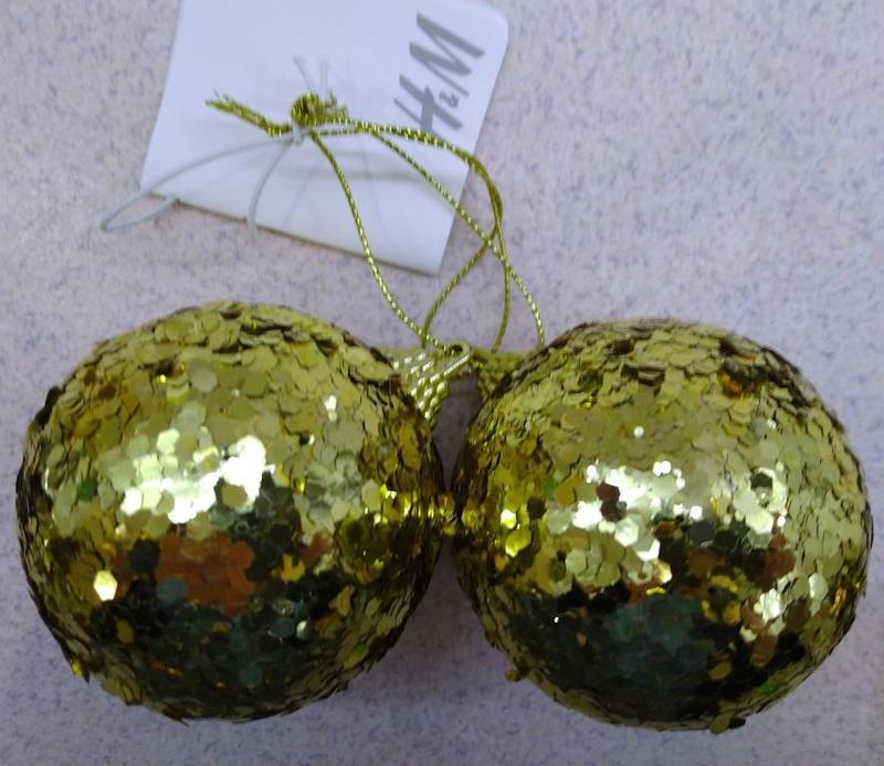 Набір 2 ялинкових кулі Handm Home пластмасових з блискучими пайетка — ціна 100 грн у каталозі