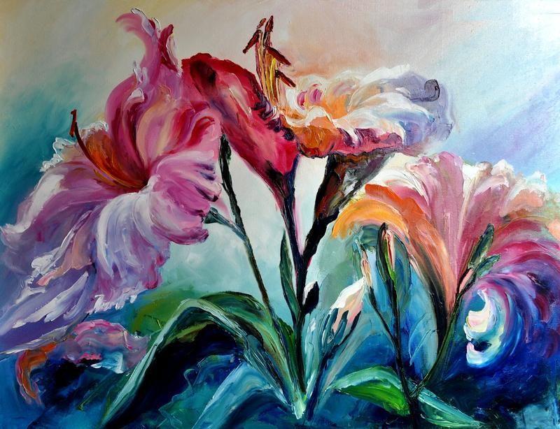 «лилии картина маслом цветы 60х80 см — цена 4650 грн в каталоге Картины Купить товары для