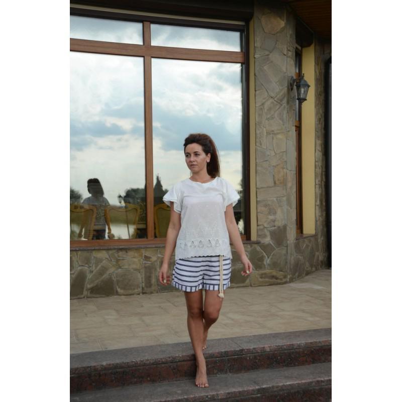 Блузка з вишивкою жовтий білий — ціна 465 грн у каталозі Блузи Купити