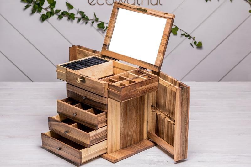 Деревяна підставка комод органайзер косметичка скринька для макіяжу косметики біжутерії з