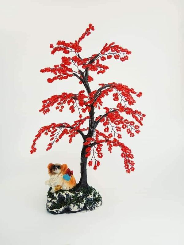 Дерево із бісеру з собакою — ціна 350 грн у каталозі Статуетки Купити товари для дому та побуту