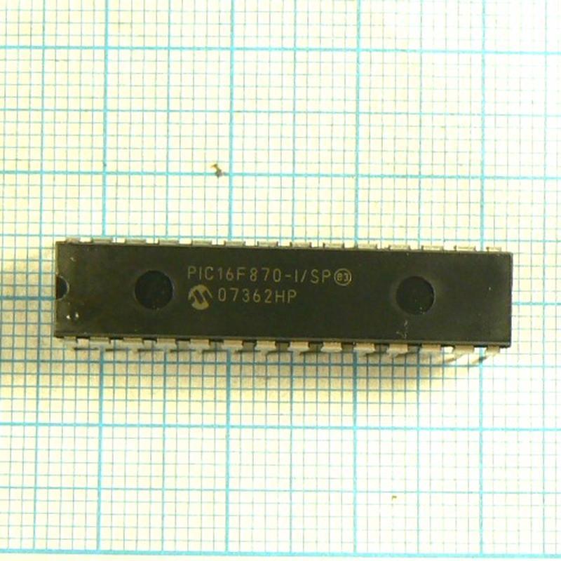 Pic16f870-i/sp dip28 2-5.5v 20mhz 22 i/o 5ch. d/a usart 1 шим 3 таймера ...