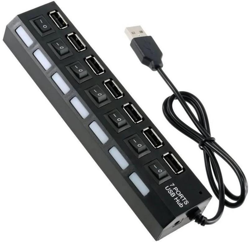 Usb hub концентратор-розгалужувач юсб 2.0 7 портів, з вимикачами — цена ...