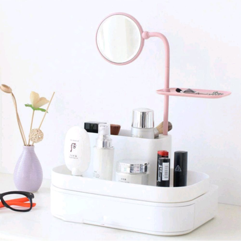 Настольный бокс для хранения косметики с выдвижными ящиками и зер