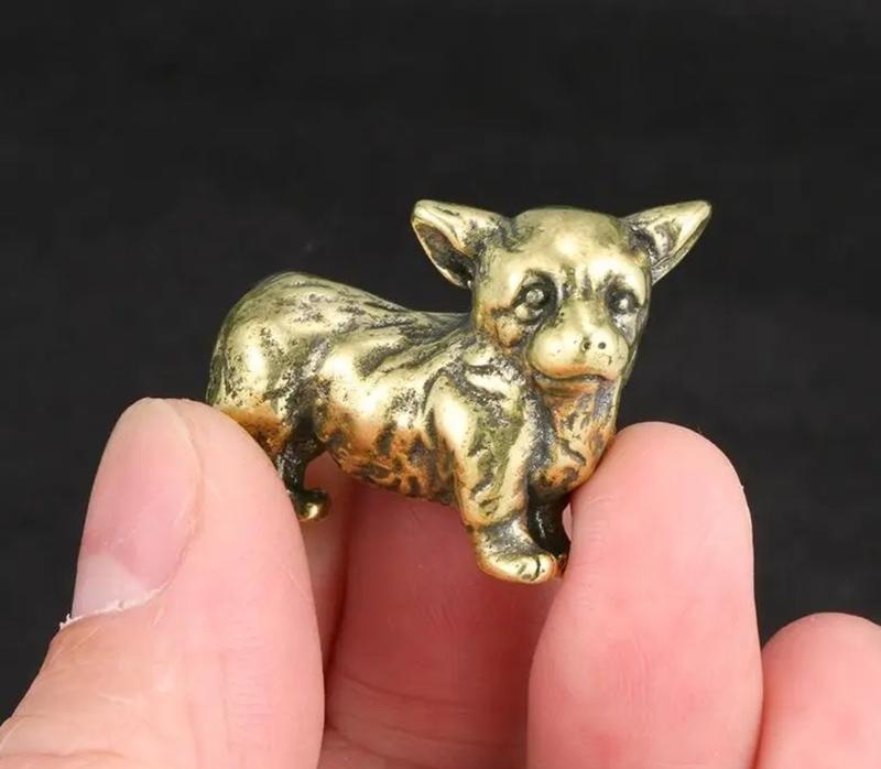 Статуэтка фигурка латунь медь собака корги вельш корги щенок латунный — цена 333 грн в