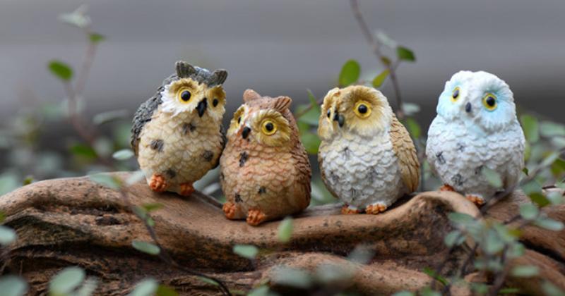 Фігурка статуетка сувенір птиця сова філін полістоун набір 4 шт — ціна 599 грн у каталозі