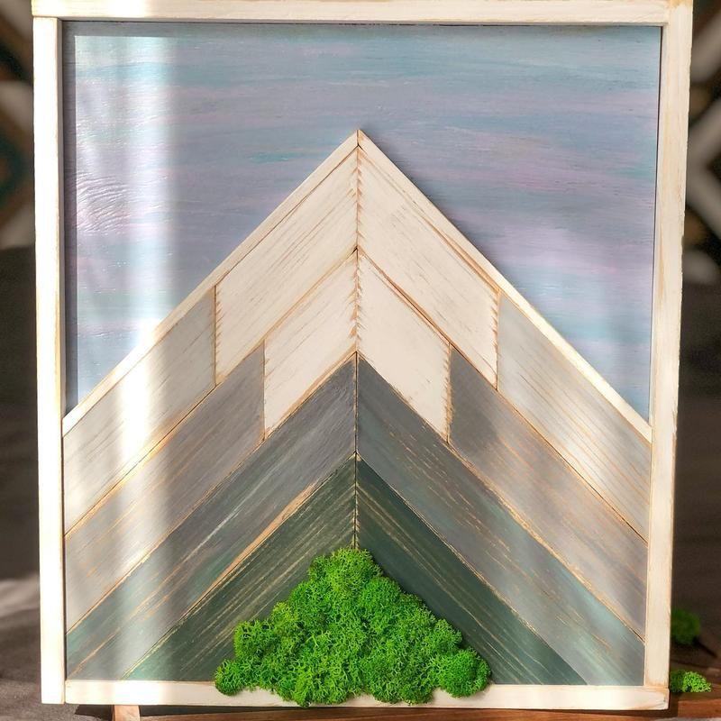 Панно гори з дерева та моху — ціна 880 грн у каталозі Панно Купити товари для дому та побуту за