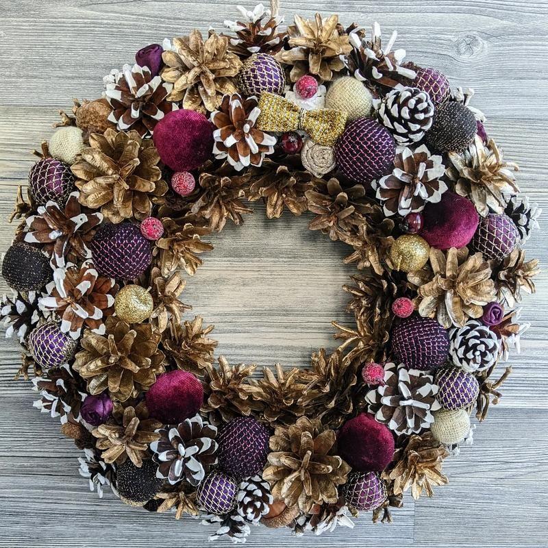 Новорічний вінок на двері, різдвяний вінок із шишок — ціна 910 грн у ...
